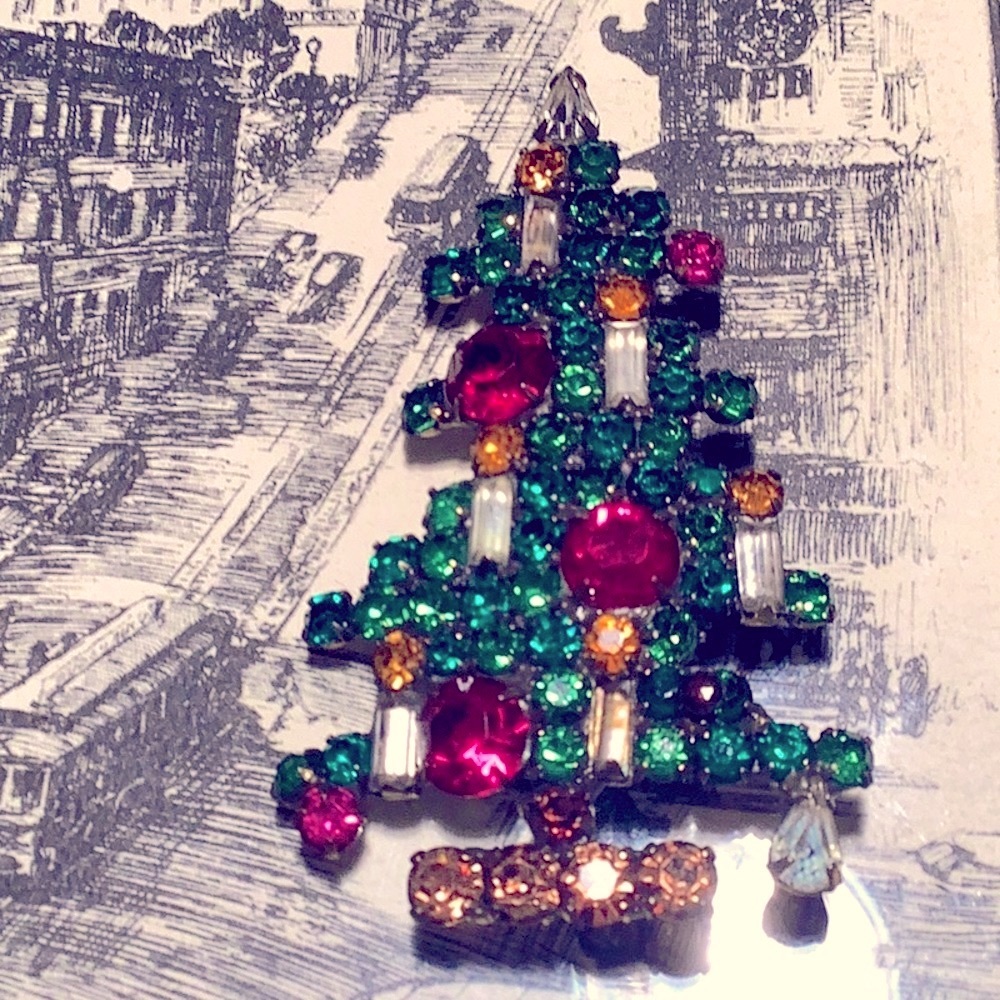 *Rare* Vintage 1950’s Albert Weiss 6 Candle Tree Pin … - Gem